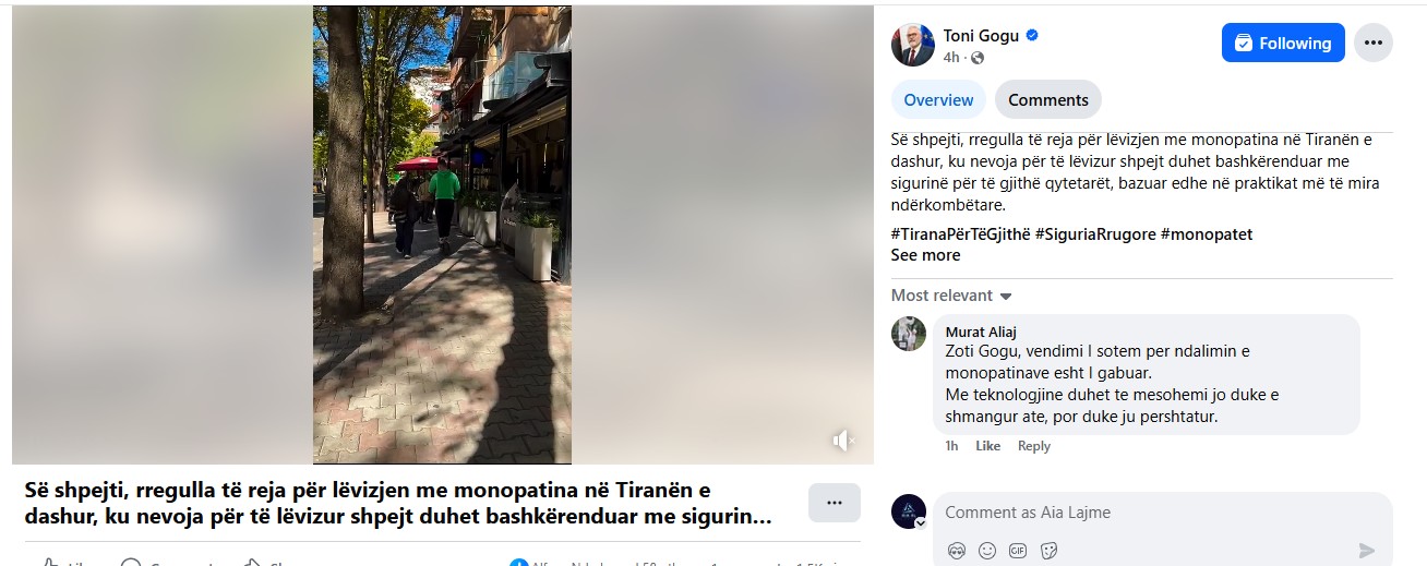 Rregulla të reja për monopatinat në Tiranë! Toni Gogu: Lëvizje më të ...